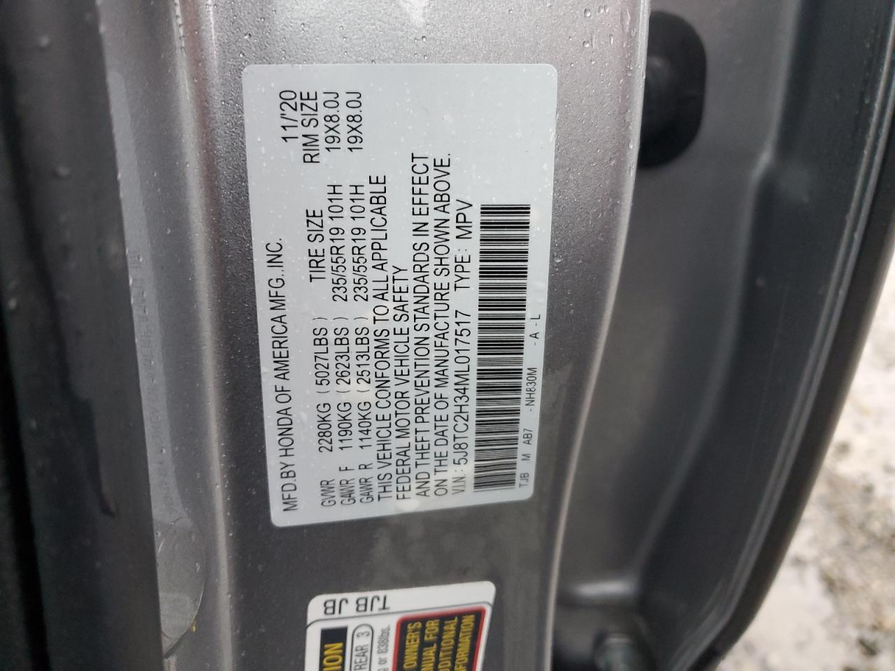 Used 2021 Acura Rdx 2.0 5J8TC2H34ML017517 from Salvage Auction USA