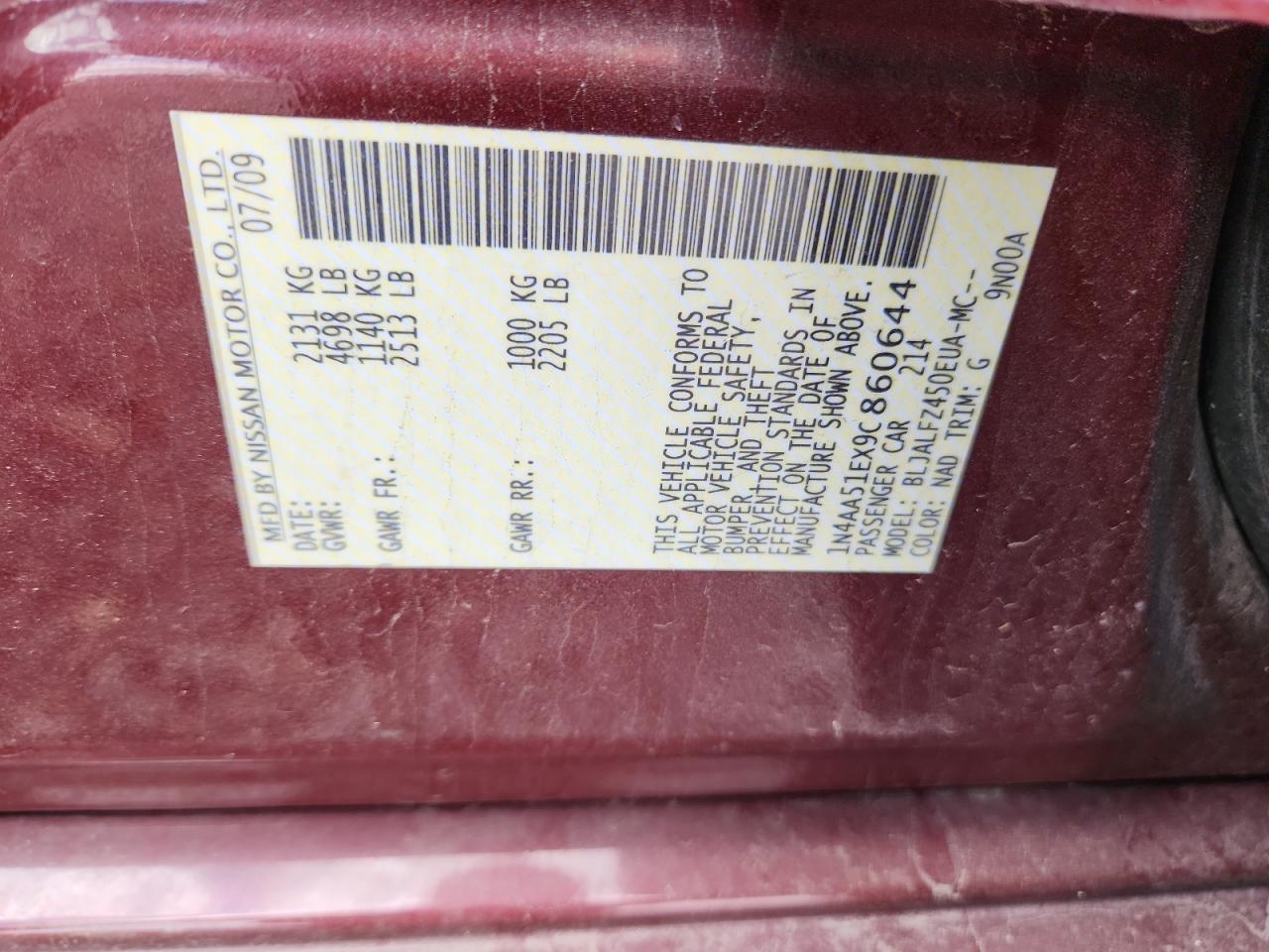 2009 NISSAN MAXIMA | S