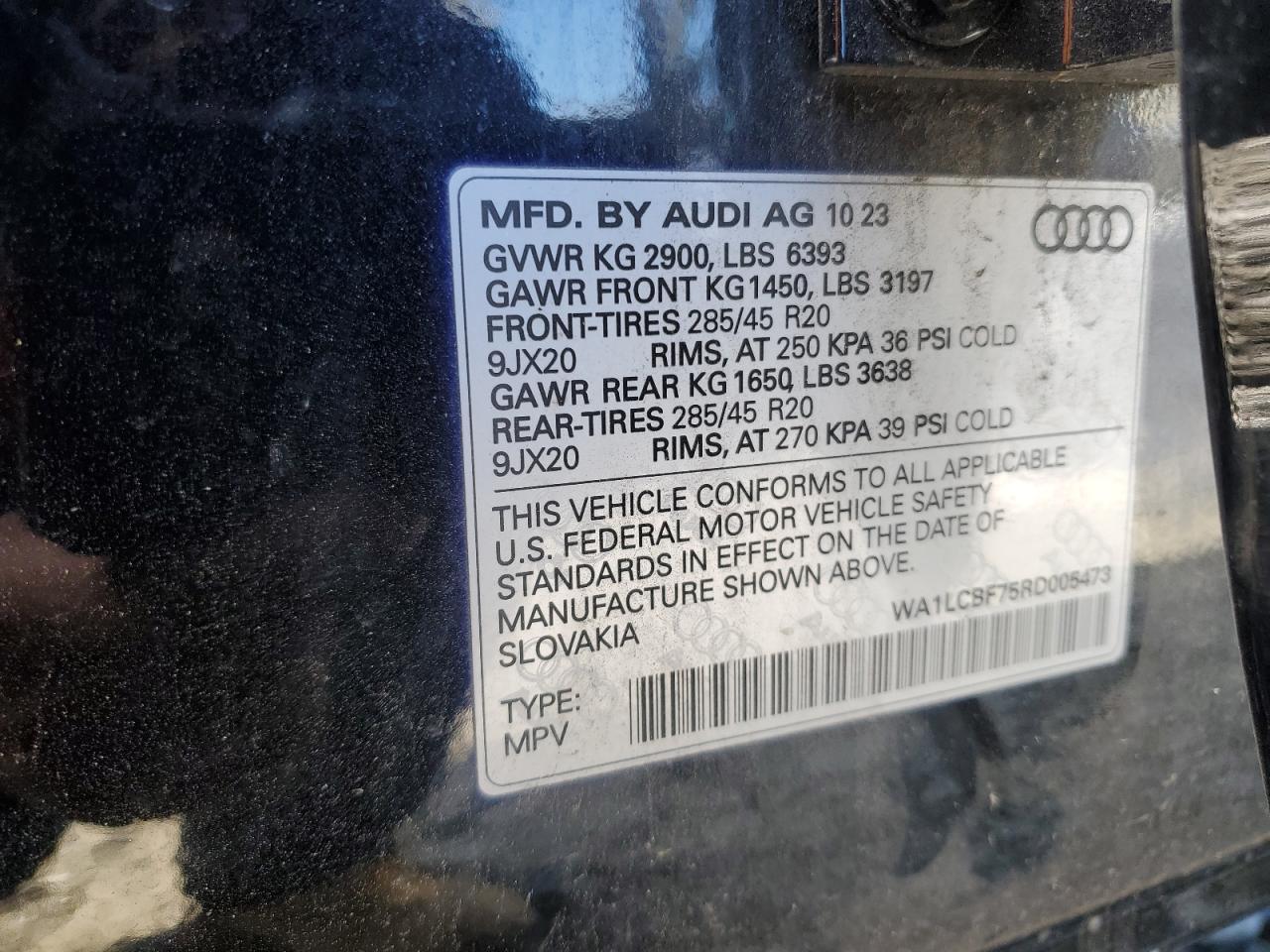 Used 2024 Audi Q7 2.0 WA1LCBF75RD005473 from Salvage Auction USA