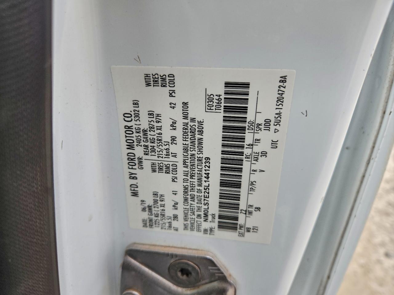 Ford Transit 2020 NM0LS7E25L1441239 из США